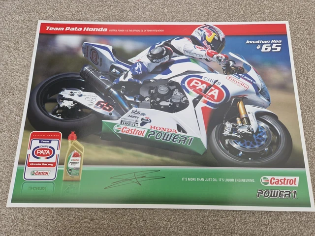 SIGNÉ JONATHAN REA Honda Britannique Superbikes Moto Gp Moto A3 43.2X30 ...