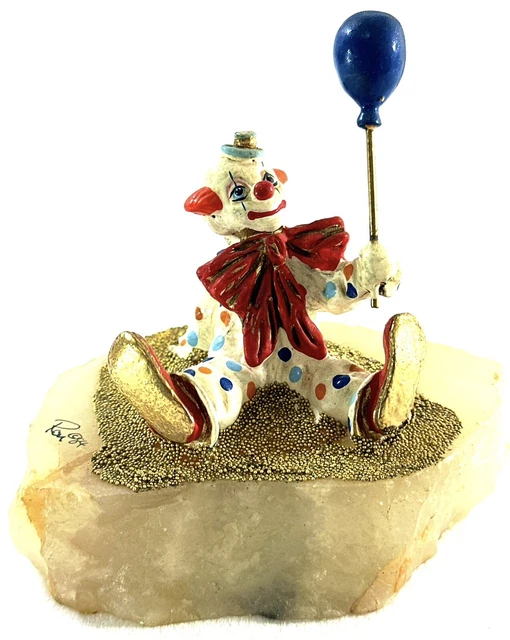 VINTAGE 1984 RON Lee Happy Clown Sculpture Figurine Holding Balloon ...