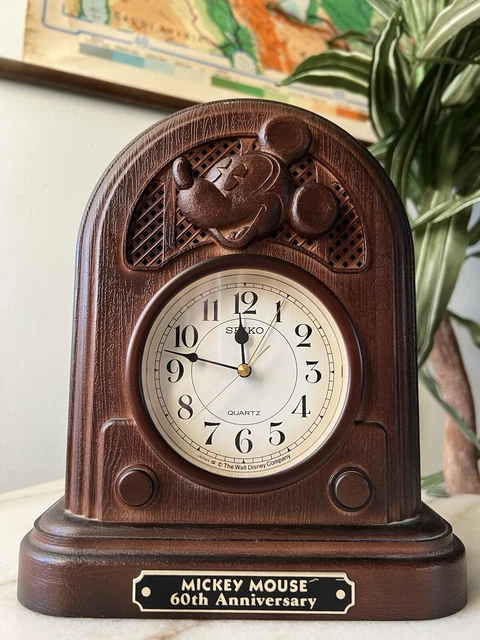 VINTAGE SEIKO QUARTZ Mickey Mouse Walt Disney Clock 60th Anniversary ...