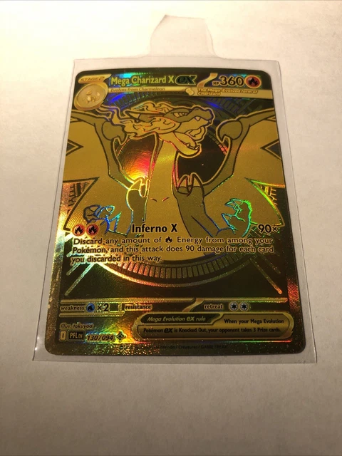 MEGA CHARIZARD EX 130/094 Phantasmal Flames Mega Hyper Rare Gold Holo ...
