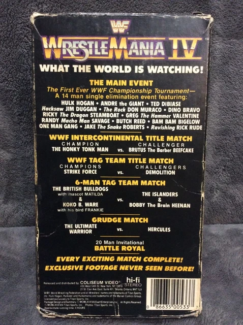 WWF WRESTLEMANIA 4 vhs Andre the Giant Hulk Hogan rare htf EUR 82,68 - PicClick IT