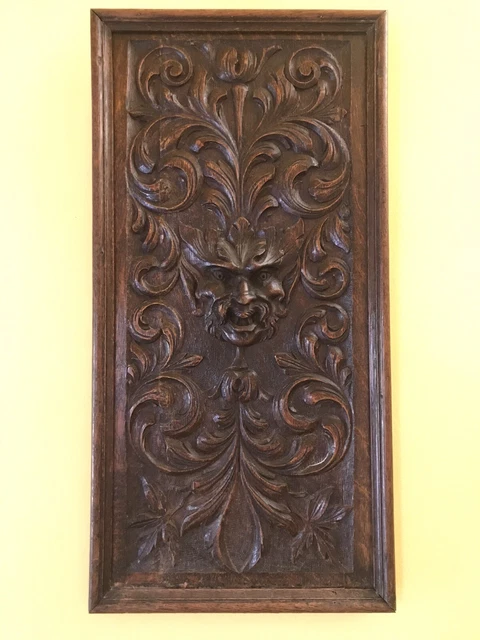 VICTORIAN ANTIQUE FACE Grotesque Head Wood Carving Panel £135.00 ...