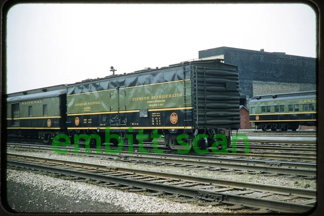 ORIGINAL SLIDE, FREIGHT CNR Canadian National Express Refrigerator Car ...