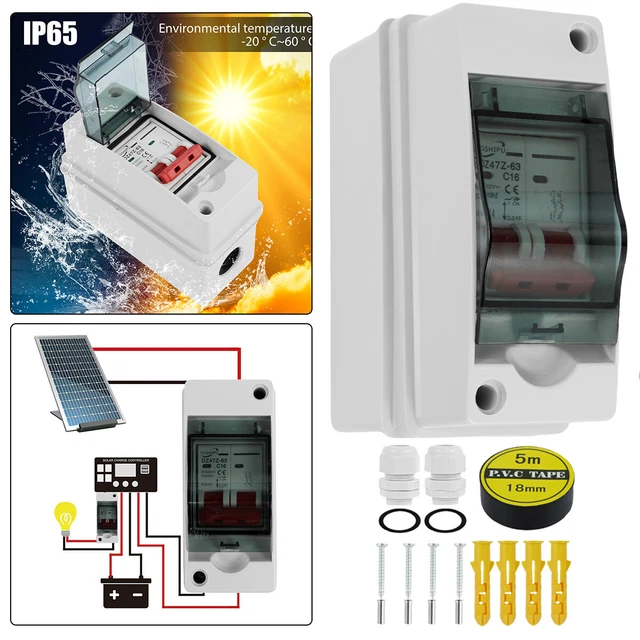 CIRCUIT BREAKER SOLAR DC Circuit Breaker Box 16A 500V 2 Pole Disconnect ...