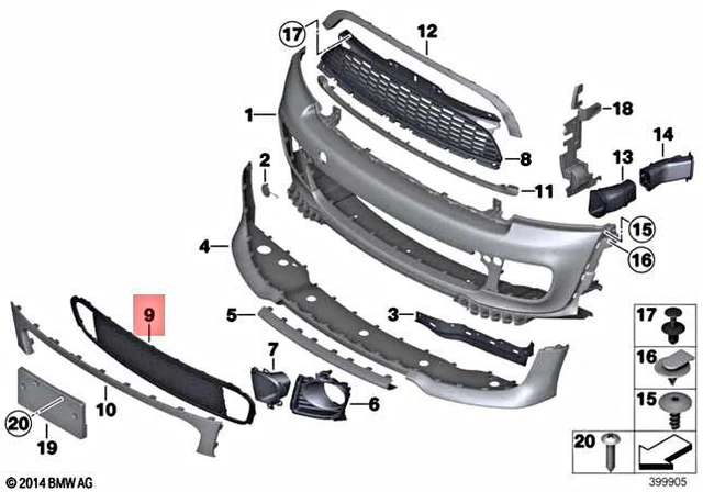 GENUINE BMW R55 R56 Front Bumper Lower Center Trim Grille OEM ...