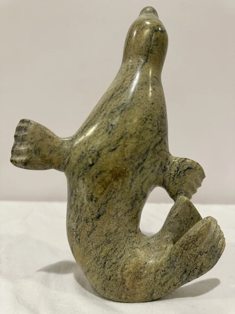 AUTHENTIC INUIT (ESKIMO) Soapstone Carving DANCING SEAL - Simeonie ...