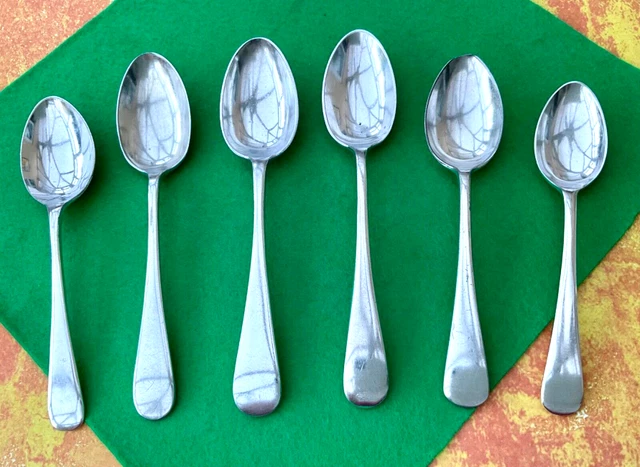 ANTIQUE TEA SPOONS x6 OLD ENGLISH W HUTTON J ROUND RODGERS SSP EPNS ...