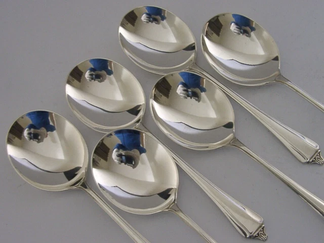 SIX STERLING HEAVY SILVER ICE CREAM DESSERT SPOONS 1941 ANTIQUE ART ...