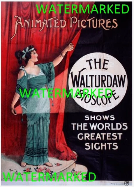 THE WALTURDAW BIOSCOPE ANIMATED PICTURES POSTER 1908 (COPY)...A4 retro ...