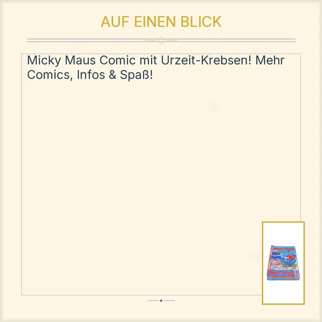 MICKY MAUS COMIC Nr. 16 Walt Disney Urzeit-Krebse Egmont Taschenbuch ...