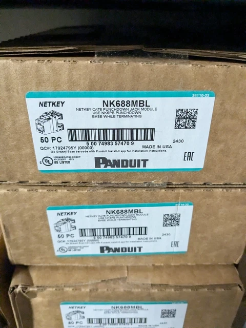PANDUIT NK688MBL NETKEY® Cat 6 Keystone Punchdown Jack Module, Black ...