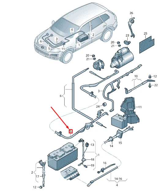VW TOUAREG 7P MK2 Three-Phase Alternator Wiring Set 7P6971228L NEW ...