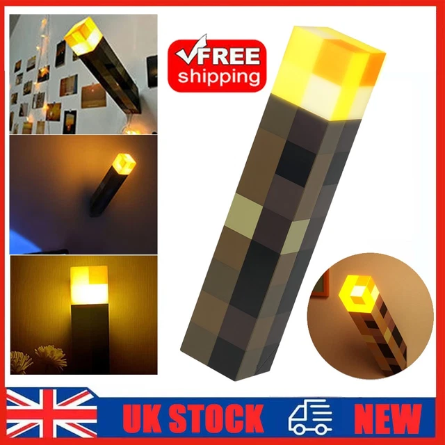 MINECRAFT GAME TORCH Lamp Repeatable Home Decors USB Rechargeable Kids ...