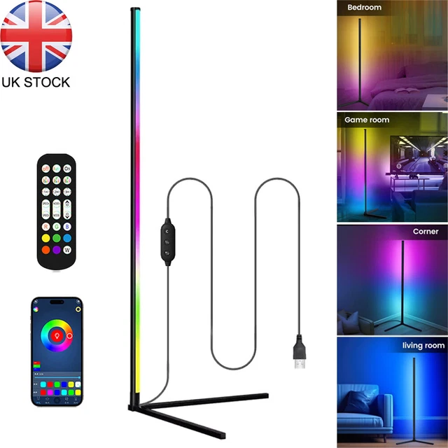 RGB COLOUR CHANGING LED Corner Floor Lamp Modern Atmosphere Night Light ...