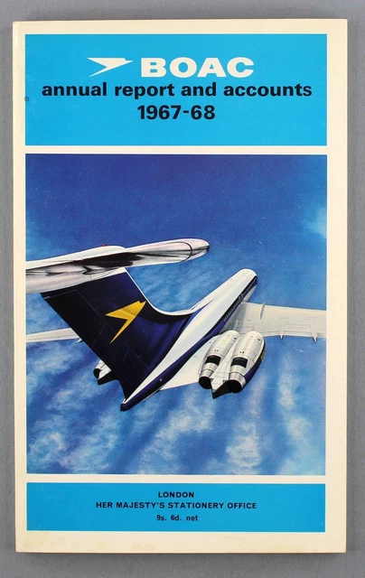 BOAC 1967-68 AIRLINE Annual Report & Accounts B.o.a.c. Route Map Vc10 ...