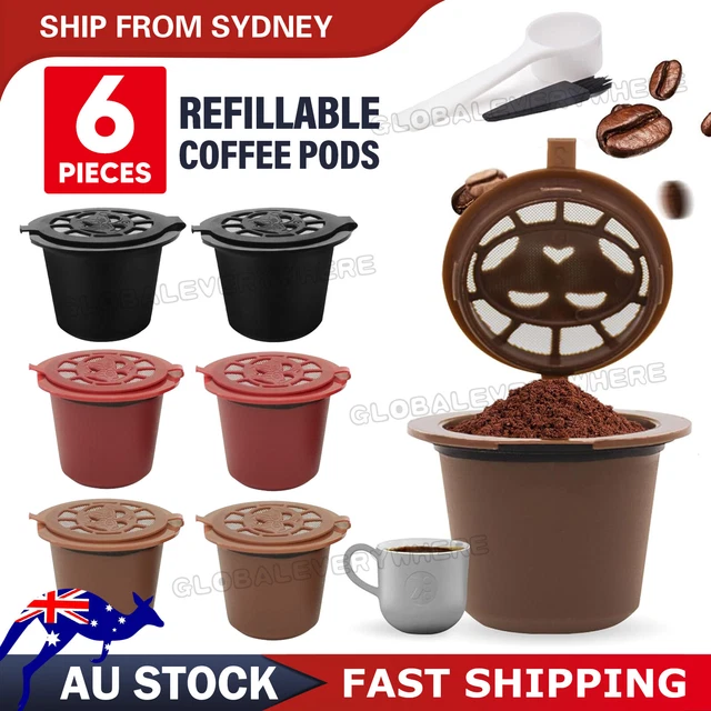 6PCS REFILLABLE REUSABLE Coffee Filter Capsule Pods For Nespresso Maker ...