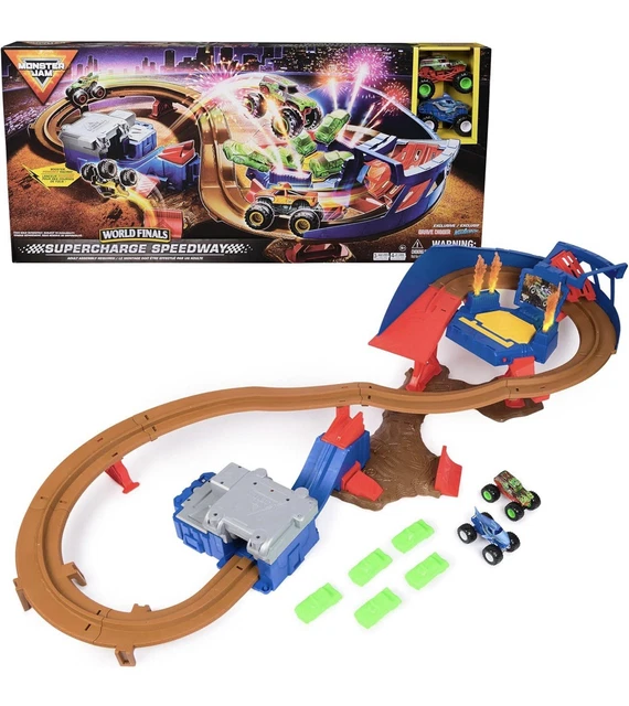 HOT WHEELS MONSTER Jam World Finals Supercharge Speedway Race Track ...