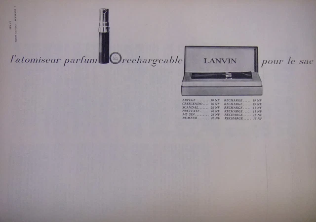 LANVIN ATOMIZER ADVERTISING Refillable Perfume For Bag - Arpege Scandal ...