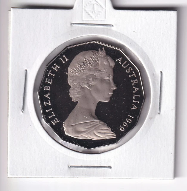 AUSTRALIAN PROOF: 1969 50 Cent Coin In 2X2 Holder With Spotting $90.00 ...