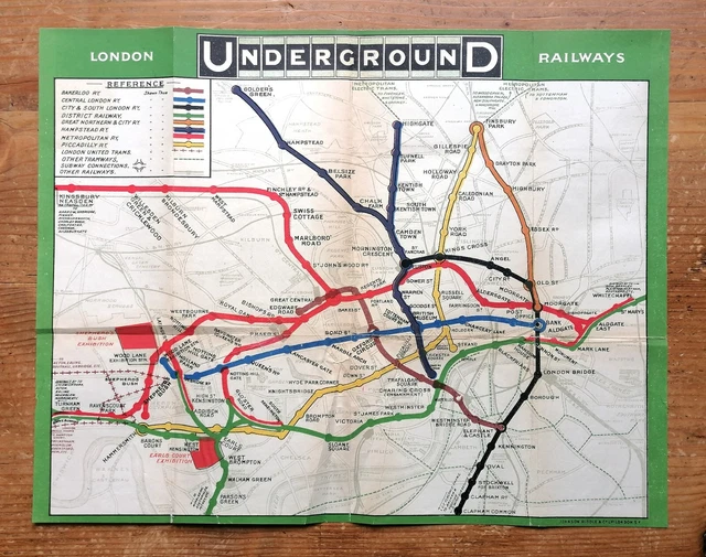 ORIGINAL 1909 LONDON Underground Railways Map - Early Tube Map Design £ ...