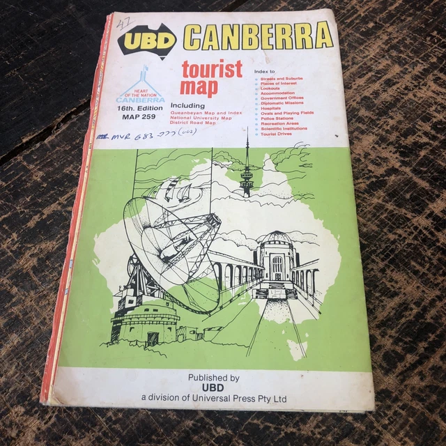 CANBERRA UBD TOURIST Map 16th Edition Map 259 $10.00 - PicClick AU