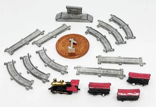 DOLLS HOUSE METAL Train Set 16 Piece Tumdee 1:12 Scale Nursery ...