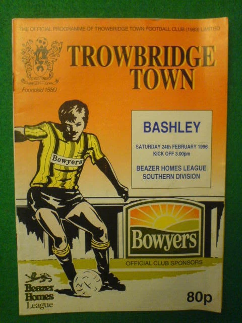 PROGRAMME - TROWBRIDGE Town v Bashley - 24 Feb 1996 £3.99 - PicClick UK
