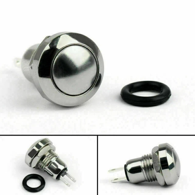 8MM MINI 1NO 2Pin Metal Momentary Push Button Switch 3A/250V Fr Car ...
