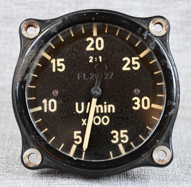 WW2 GERMAN LUFTWAFFE Air Force Aircraft Tachometer RPM Instrument ...