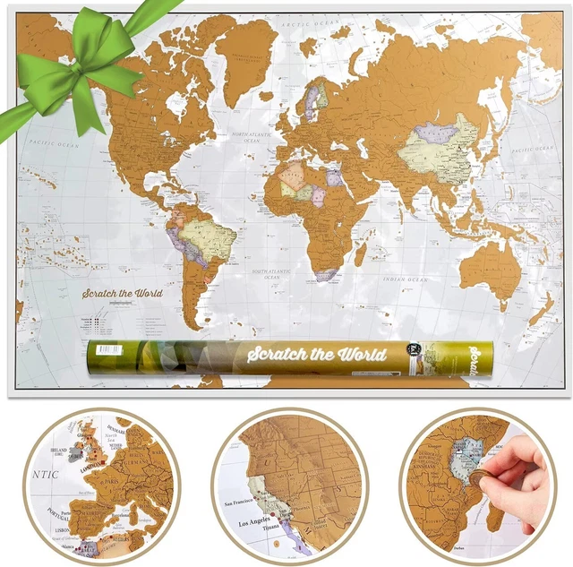 SCRATCH OFF WORLD Map Poster With Flags - White, Extra Large 60x85 cm £ ...