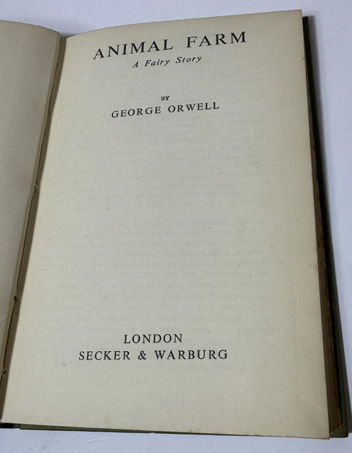 ANIMAL FARM GEORGE Orwell Green Hardcover Harcourt No DJ 1953 $49.70 ...