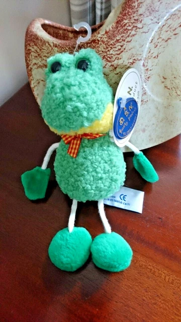 BNWT-VINTAGE D S Nicholass Soft Boiled Wool Feel Soft Toy Frog-Dangly ...