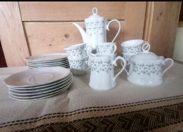 SCHIRNDING BAVARIA KAFFEESERVICE 6 Personen weiss/blaue Blumen EUR 27 ...