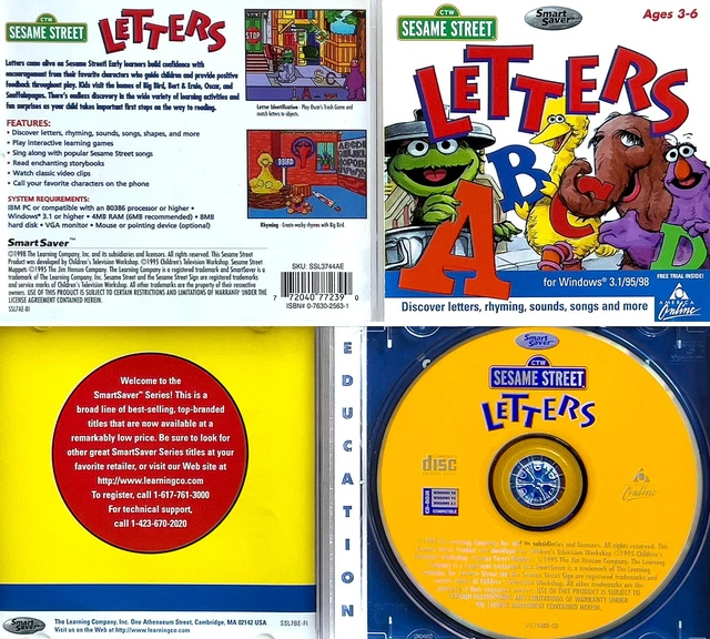 SESAME STREET *VG+* "Letters Smart Saver Series" 1998 Us Cd-Rom Pc '98 ...