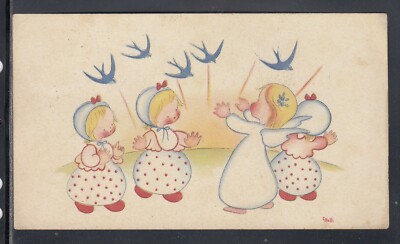 CARTOLINA BAMBINE CON Angelo e Rondini illustratore Nalli YA797 EUR 7 ...
