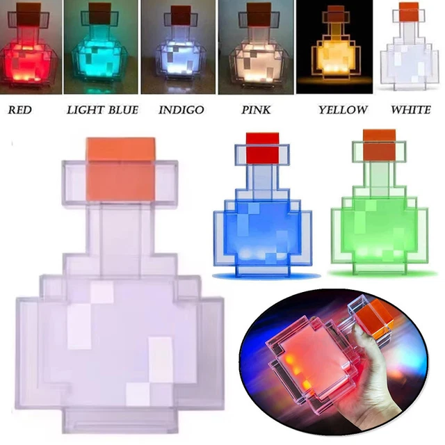 MINECRAFT NIGHT LIGHT Change Color Liquid Medicine Bottle Model Bedroom ...
