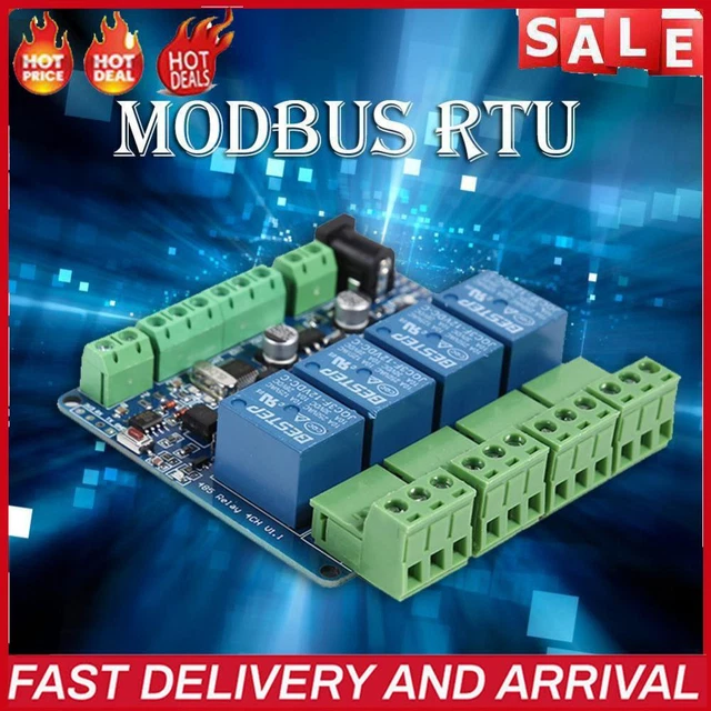 MODBUS RTU 4 Way Relay Module TTL/RS485 Interface Communication with Indicators EUR 9,03 ...