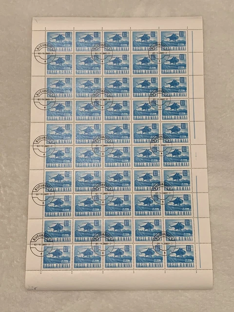 ROMANIA 1.35 LEI Mil Mi-3 Helicopter MNH Precancel Whole Sheet Of 50 ...