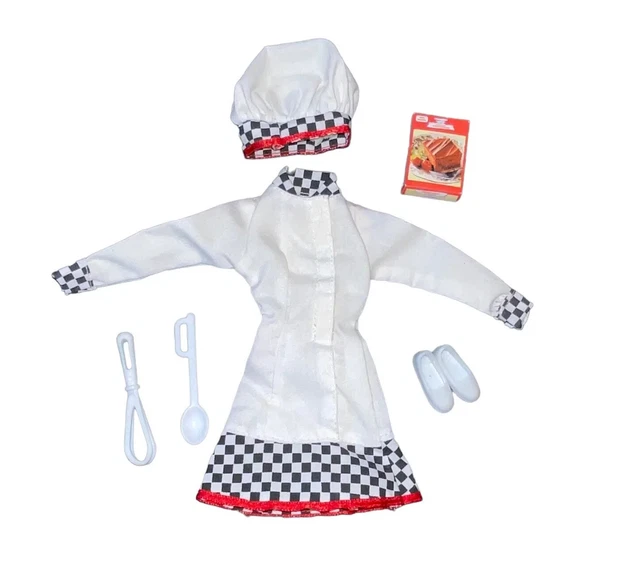 MATTEL BARBIE CLOTHES 1998 Cool Career CHEF Outfit w Hat Fashion 12 ...