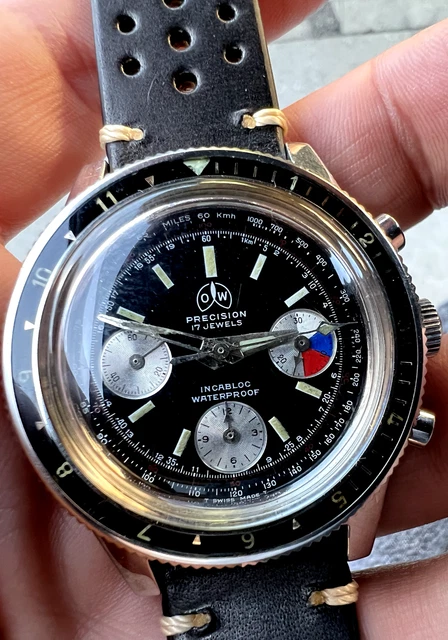 MONTRE CHRONOGRAPHE OLLECH & Wajs Diver fonctionne acier inoxydable ...