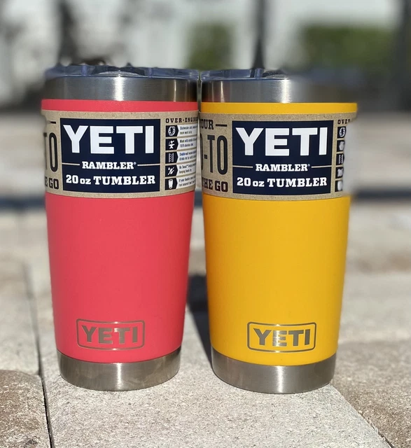YETI RAMBLER 20 oz. Tumbler/Magslider Lid Bimini Pink & Alpine Yellow ...