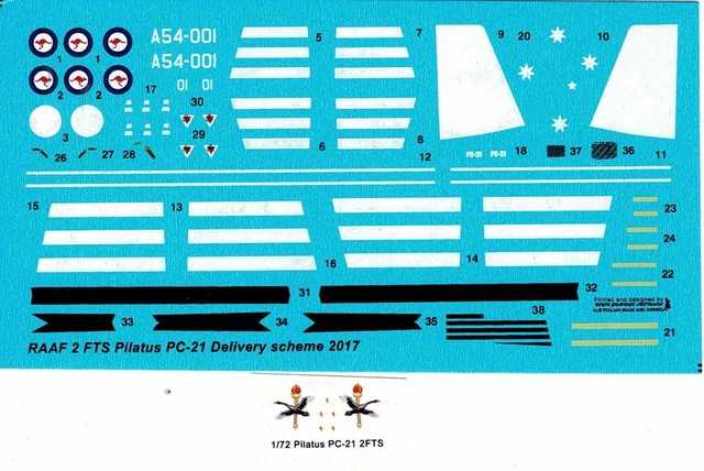 RONIN DECALS RDS-157 1/72 RAAF Pilatus PC-21 2 FTS Roll-out Scheme ...