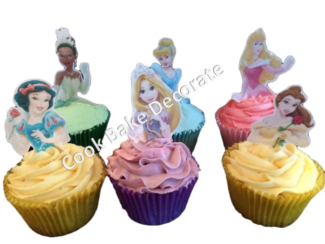 DISNEY PRINCESS PRINCESSES Stand Up Cupcake Toppers Topper Edible Rice ...