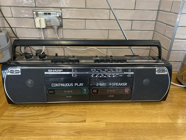RETRO SHARP WQ-268E(BK) Boombox Stereo Radio Cassette Tape Recorder ...