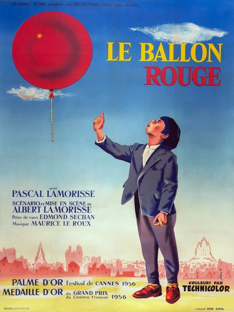 LE BALLON ROUGE, (PALME D'OR FESTIVAL DE CANNES) Repro affiche cinéma ...