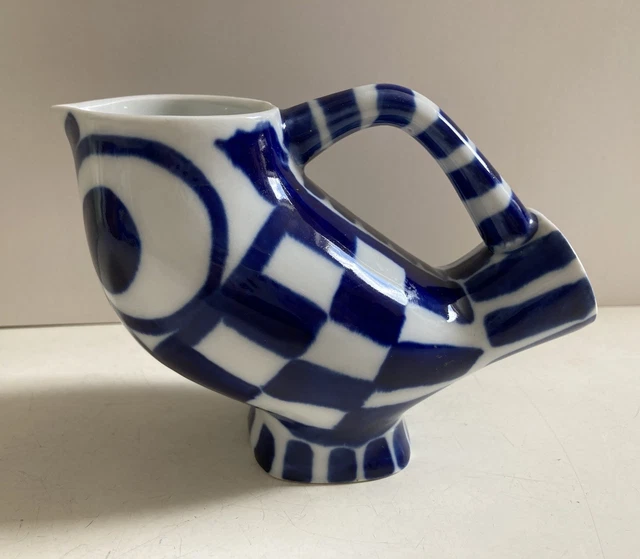 VINTAGE SARGADELOS SPAIN Ceramic Owl creamer Jug Sculpture Blue / White ...