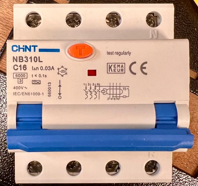 NB310L C16 - Chint RCBO 16A C Curva Tipo A 30mA 3P+N 3 poli + neutro (6 ...