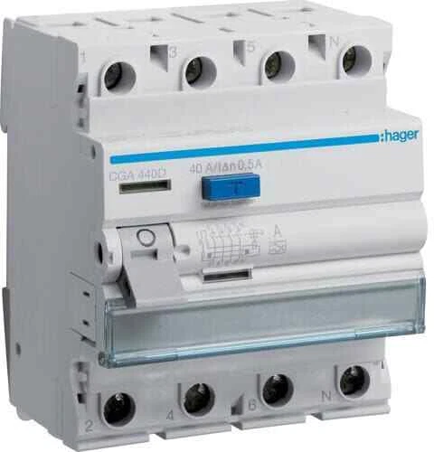 HAGER CGA440D FEHLERSTROMSCHUTZSCHALTER 4 polig 6kA 40A 500mA Typ A EUR ...