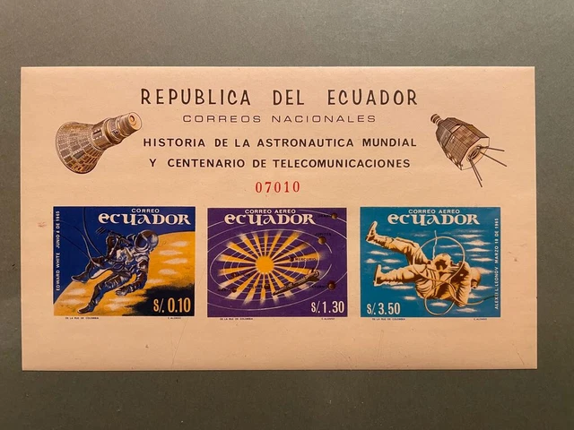 ECUADOR BLOCCO SPAZIALE MNr 18 B nuovo di zecca taglio 1965 EUR 10,00 ...