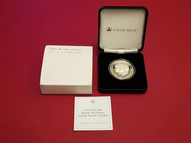 1981 SILVER PROOF Crown Coin - Charles & Diana Royal Wedding + Box ...